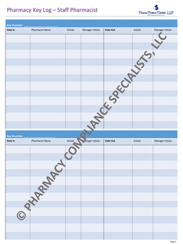 Pharmacy Key Log Template | PharmCompliance