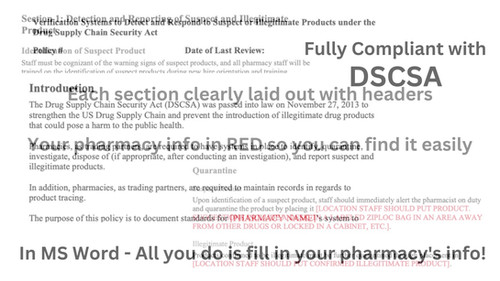 Drug Supply Chain Security Act (DSCSA) Complete Policies and Procedures ...