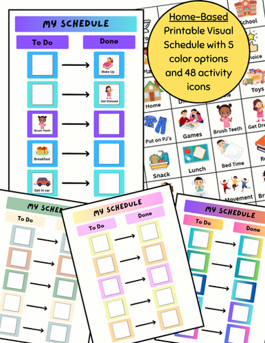 Home Based Printable Visual Schedule with Activity Icons - Morning ...