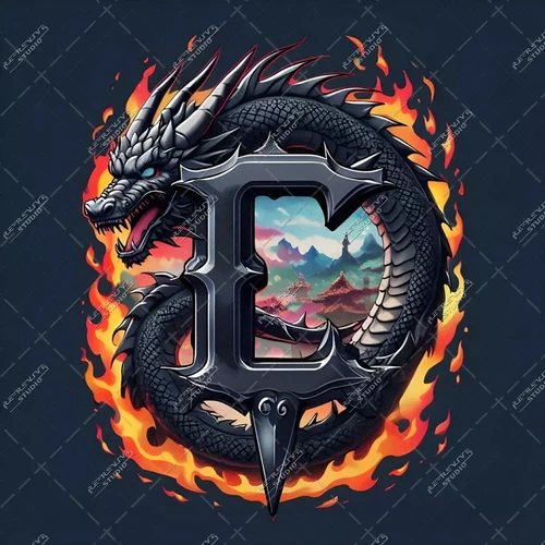 C - Dragon Flame Monogram | RE-Revive Studio
