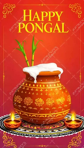 Pongal Festival Illustration Poster - Happy Pongal, Poster Design ...
