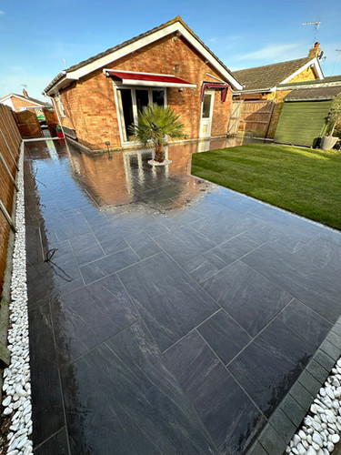 Anthracite Black Mixed Size Porcelain Paving Slabs From £32m2 | Jbc Paving
