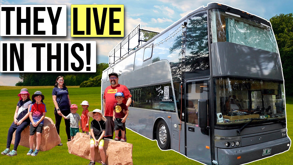 DOUBLE DECKER BUS TOUR | Family of 8 LIVING in a Two Story RV!