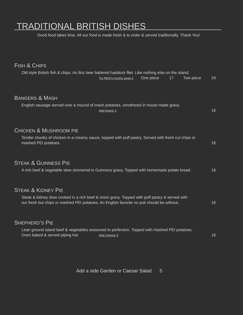 Menu | Churchill Arms