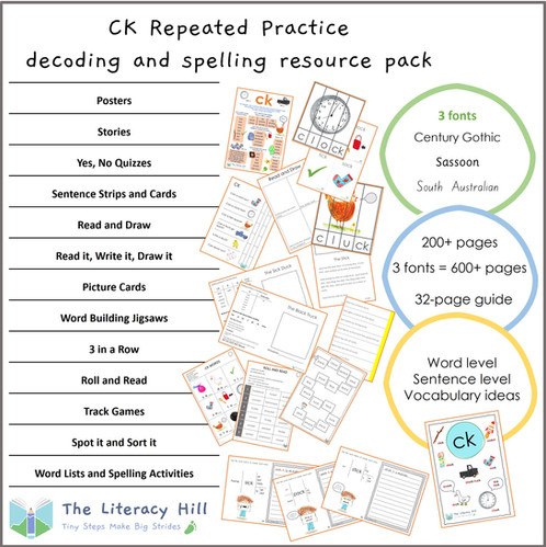 CK Repeated Practice Decoding and Spelling Pack | The Literacy Hill