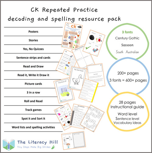 CK Repeated Practice Decoding and Spelling Pack | The Literacy Hill