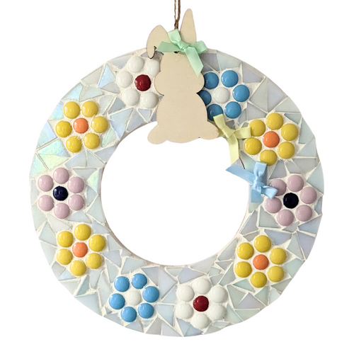 White Iridescent Spring Wreath Mosaic Kit | Montet Designs