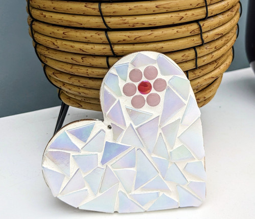 White Iridescent Love Heart Mosaic Kit | Montet Designs
