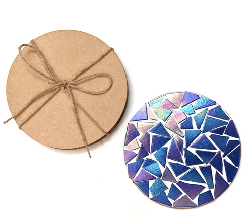 4 Coaster Iridescent Round DIY Mosaic Kit | Montet Designs