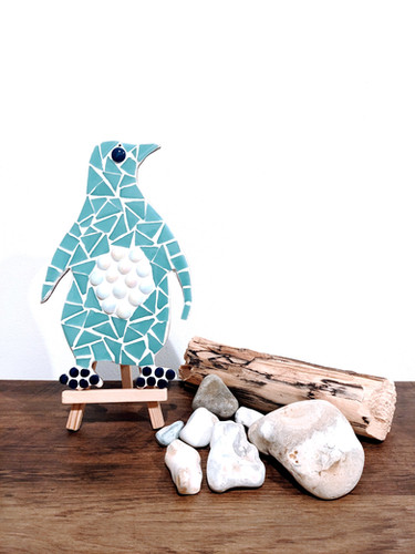 Penguin Teal & White Iridescent DIY Mosaic Kit for Adults & Children ...