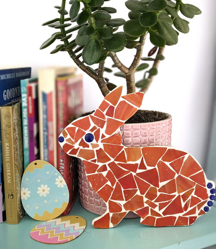 Bunny Rabbit DIY Mosaic Kit - Orange Stained Glass | Montet Designs