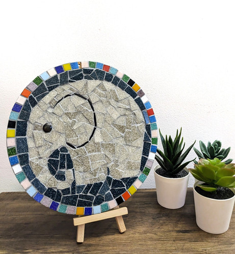 Grey Round African Elephant Mosaic Kit | Montet Designs