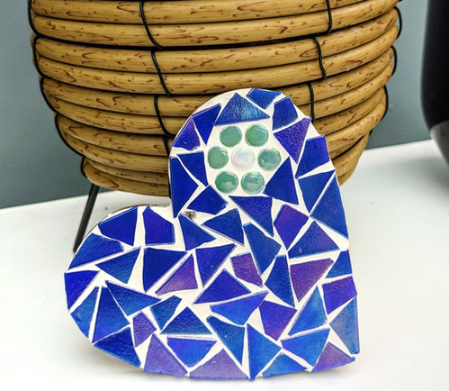 Iridescent Blue Love Heart Mosaic Kit | Montet Designs