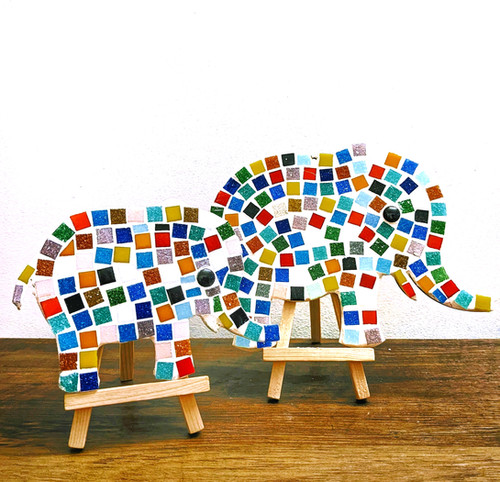 Multi coloured African elephant family mosaic kit - Set of 2 | Montet ...