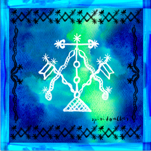 Damballah Black Border Veve Scarf | Modern Manbo