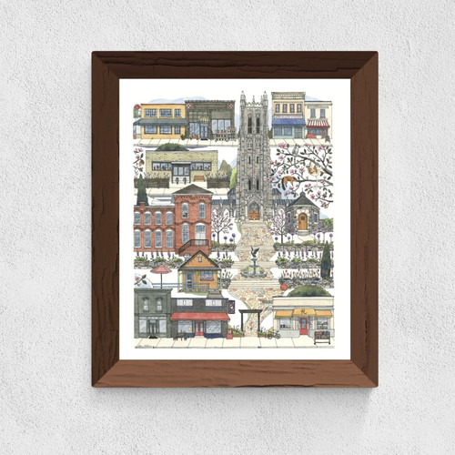 Duke & Old West Durham watercolor art print | Papermill Creative