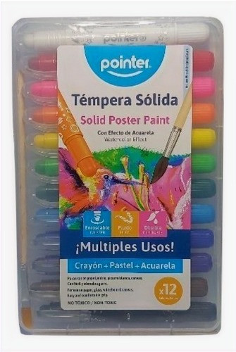 Tempera solida 12 colores POINTER | todoescolar