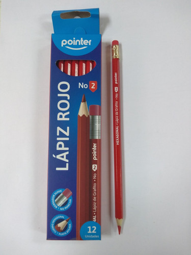 Lápiz rojo POINTER con goma docena | todoescolar
