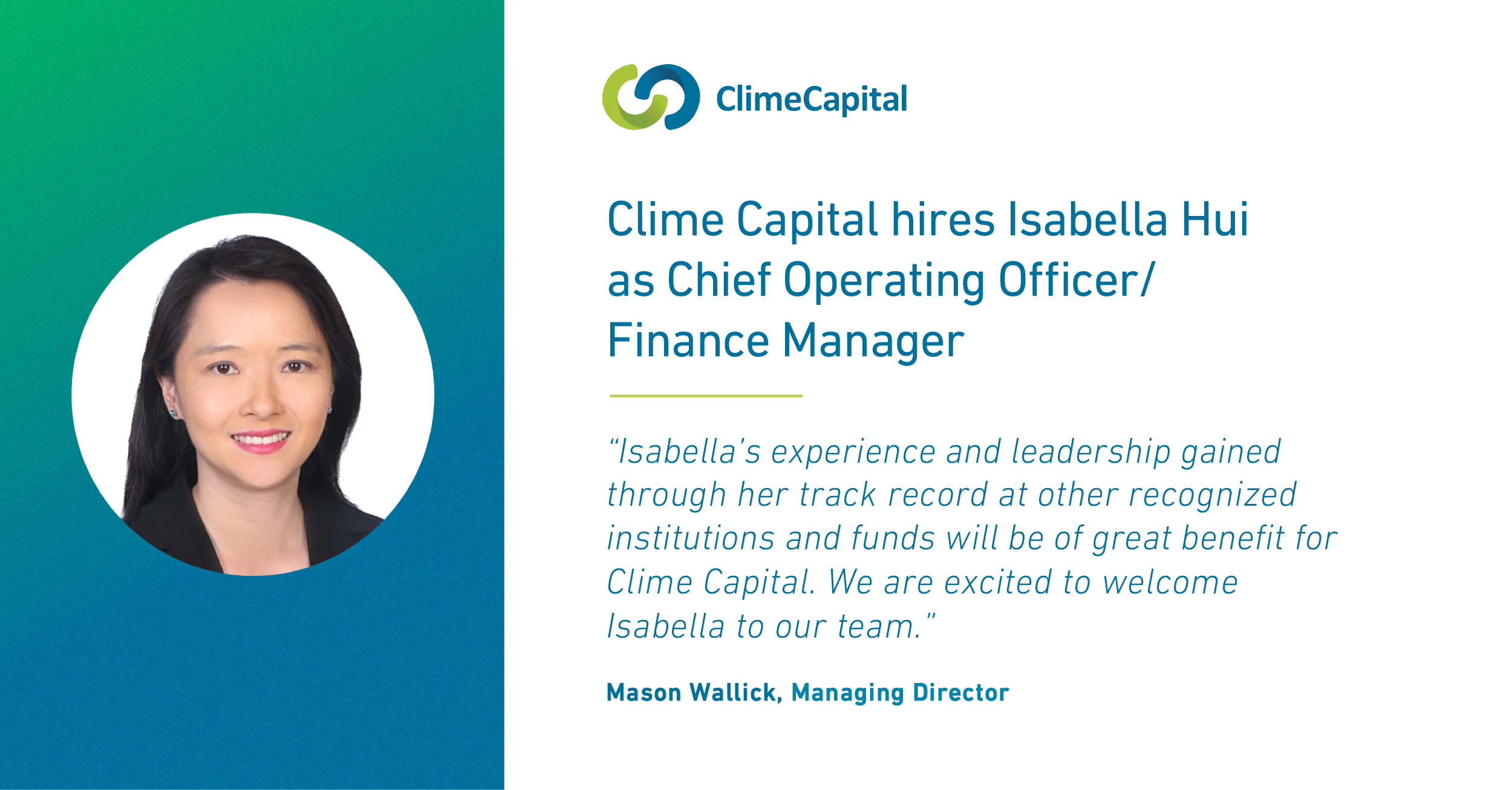 Clime Capital | News | Isabella Hui