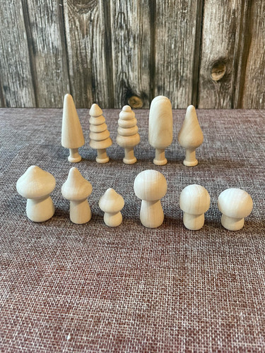 Wooden Toadstools and Trees set (unpainted) - 6 Toadstools and 5 Trees ...