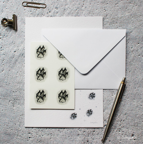 Paw Print Letter Writing Set with Envelopes and Stickers | CottageRts