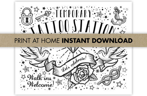 Printable Temporary Tattoo Station Sign | Paper Ink Love | Las Vegas, NV