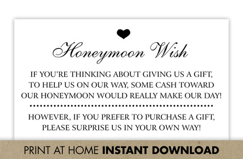 Printable Honeymoon Wish Cards | Instant Download by Paper Ink Love