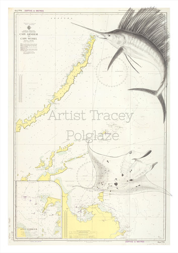 Sailfish and Manta Ray on a Historic Aus715 Gove/Wessels Marine Chart ...