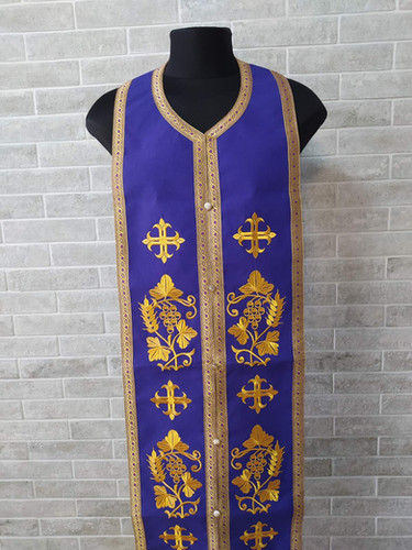 Blue embroidered stole and cuffs - Priest's communion set - Orthodox ...