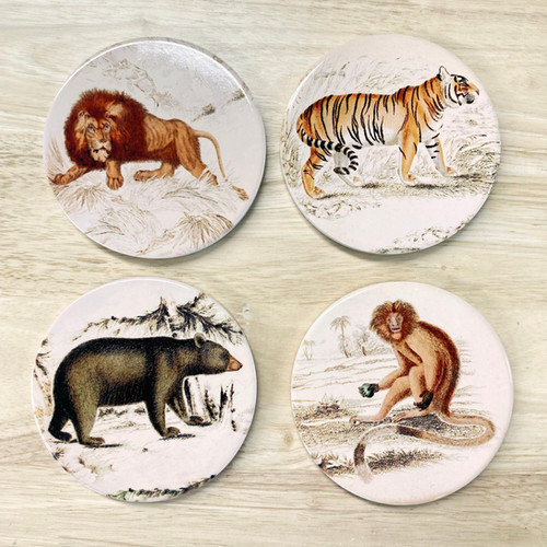 Lion, Tiger and Bear Coasters Set of 4 | carriewrightsilk