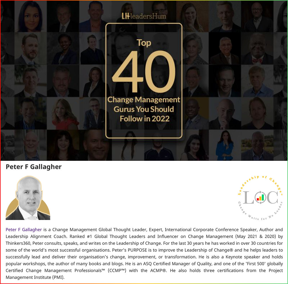 Congratulations Peter F Gallagher - Top 40 Change Management Gurus You ...