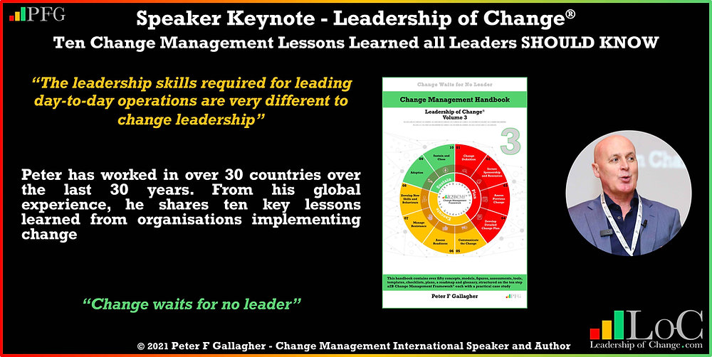 Leadership of Change Speaker Keynote: 10 Change Management Lessons ...
