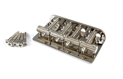 Vintage Bent-Plate Bass Bridge w/ Threaded Saddles - Nickel | Tone Emporium