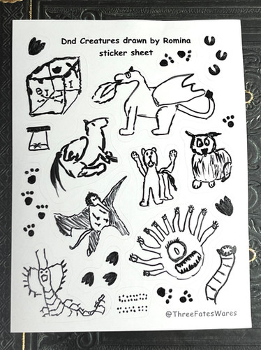 Dnd Creatures drawn by Romina | Sticker Sheet | Three Fates Wares