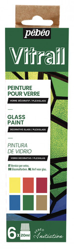Set of 6 Vitrail Pebeo glass paint colors 20ml | Họa phẩm 62