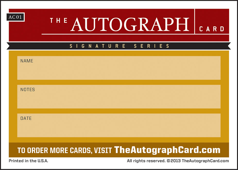 TheAutographCard.com | Blank signature cards for collecting autographs