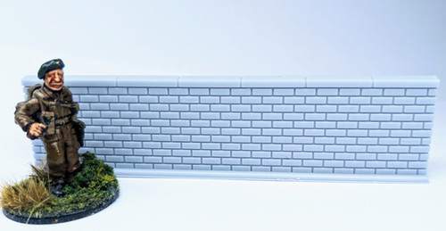 28mm Peak Topped Low Brick Wall (100mm Straight) x4 | Sabotag3d