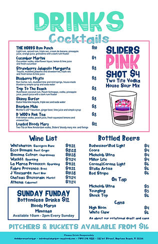 MENU | Sliders Oyster Bar
