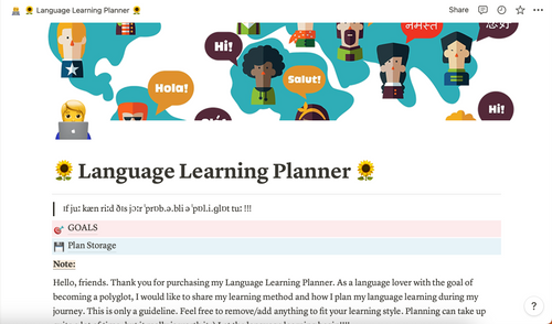 Language Learning Planner | TFL