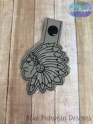 Indian Chief Key Fob | Blue Pumpkin Vinyl