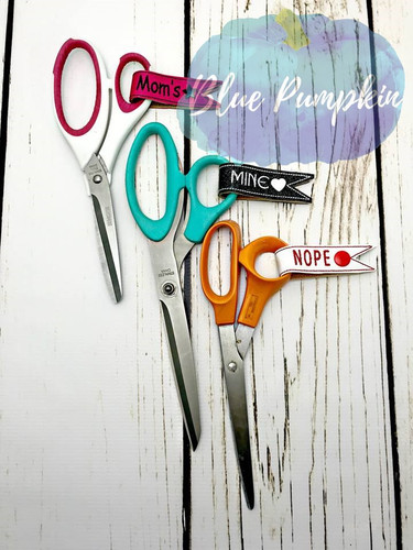 ITH NOPE Scissor Tags Embroidery Design | Blue Pumpkin Vinyl