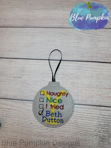 Naughty Nice Beth Dutton Ornament | Blue Pumpkin Vinyl