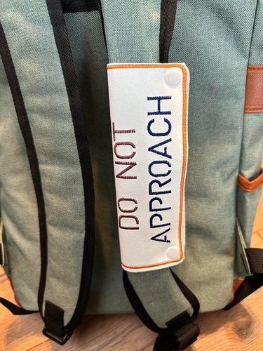 Do Not Approach Backpack Strap Cover | Blue Pumpkin Vinyl