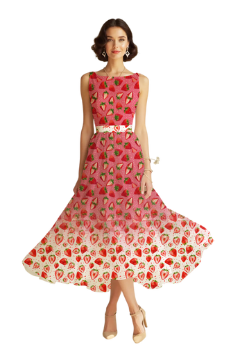 Strawberry Fields Midi Tie-Back Chiffon Dress | JamCat