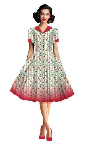 Polka Cherries Button Front Swing Dress | JamCat