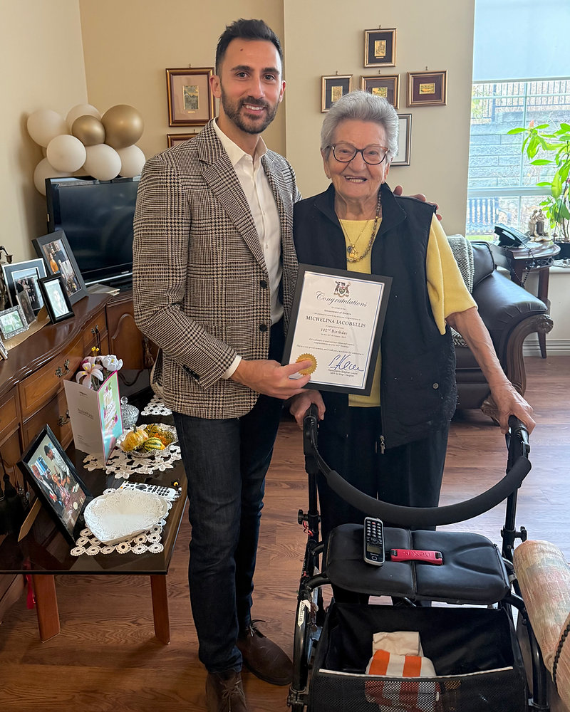 MPP Lecce Congratulates Chartwell Valley Vista Resident on her 102nd ...