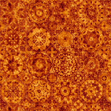 QT Quilt Room Kitties Packed Medallions Orange | Kat's Fabric Store