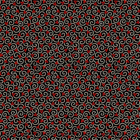 QT Addison Dotted Scroll Black | Kats FABRIC Store