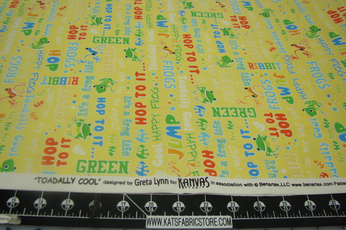 Kanvas Toadally Cool Say Ribbit 9834GL-03 Yellow | Kats FABRIC Store