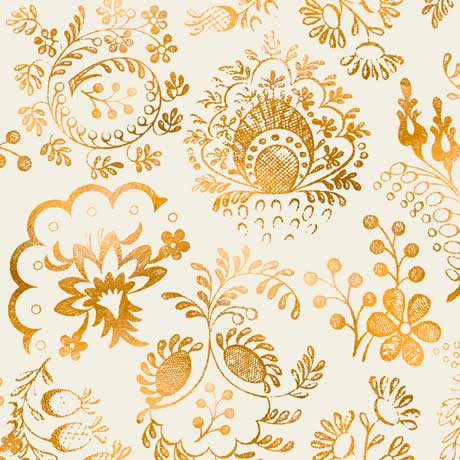 QT Wild at Heart Lacy Floral Gold | Kats FABRIC Store